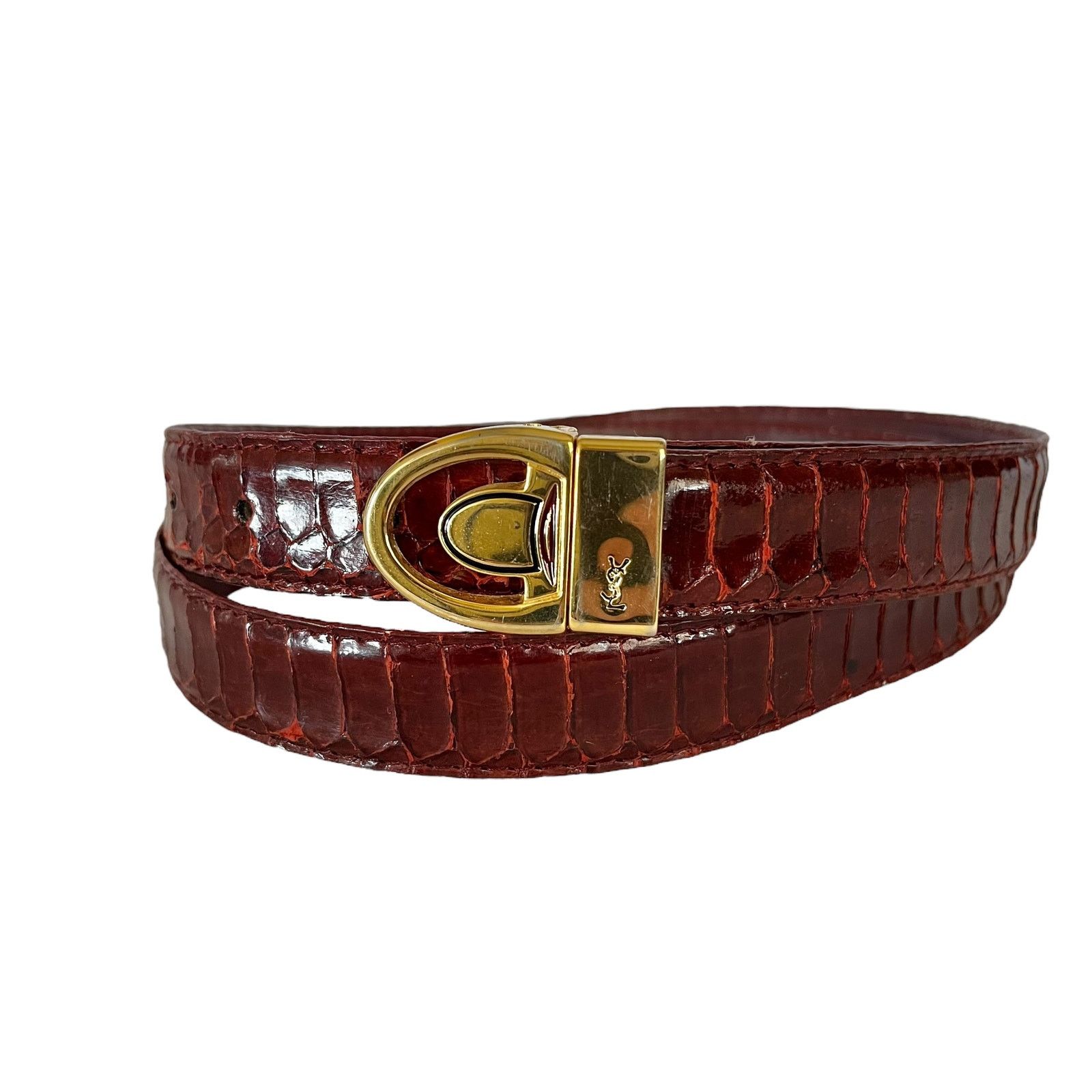 Vintage YSL Yves Saint Laurent Vintage Snakeskin Red Leather Belt | Grailed