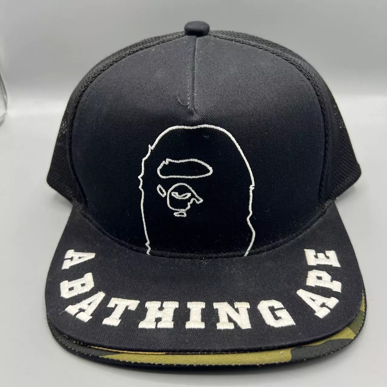Bape A Bathing Ape Trucker Hat Men Black Camo Snap Back Cap | Grailed