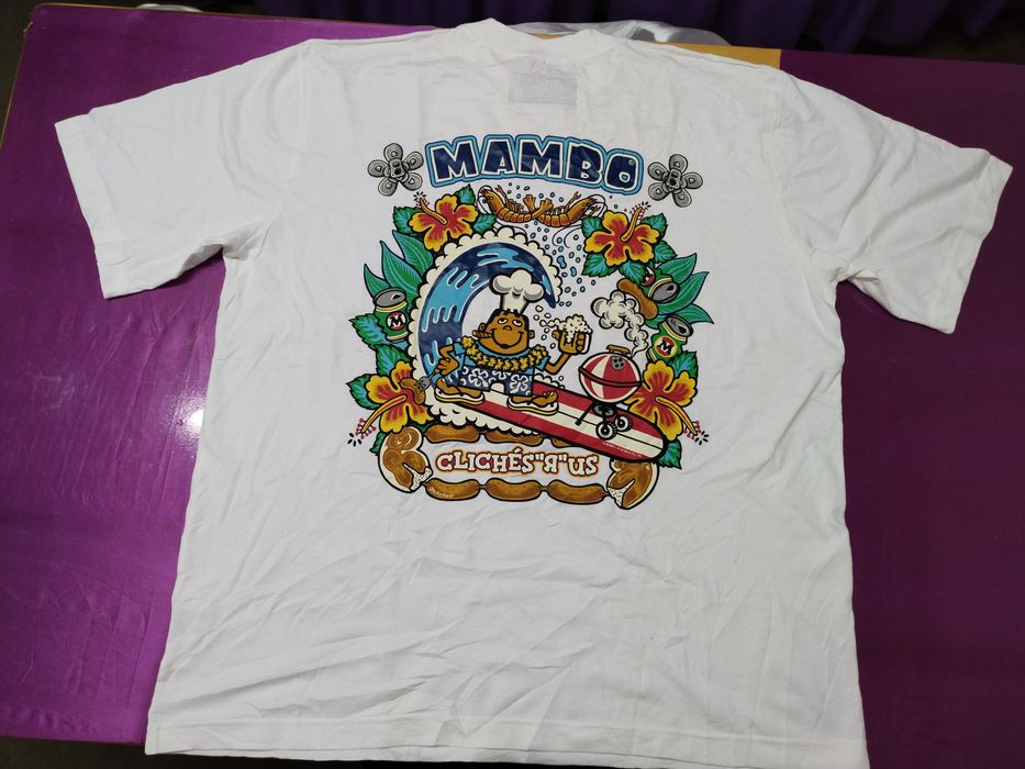 Vintage 🔥 99's Vtg Mambo Graphics Surf & Turf Mitchell White Tee | Grailed