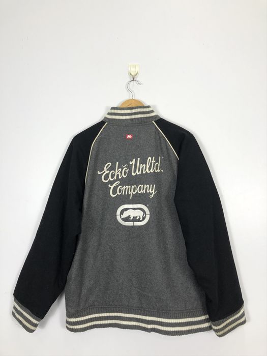 Vintage Vintage 90s Ecko Unltd Wool Varsity Jacket Gray | Grailed