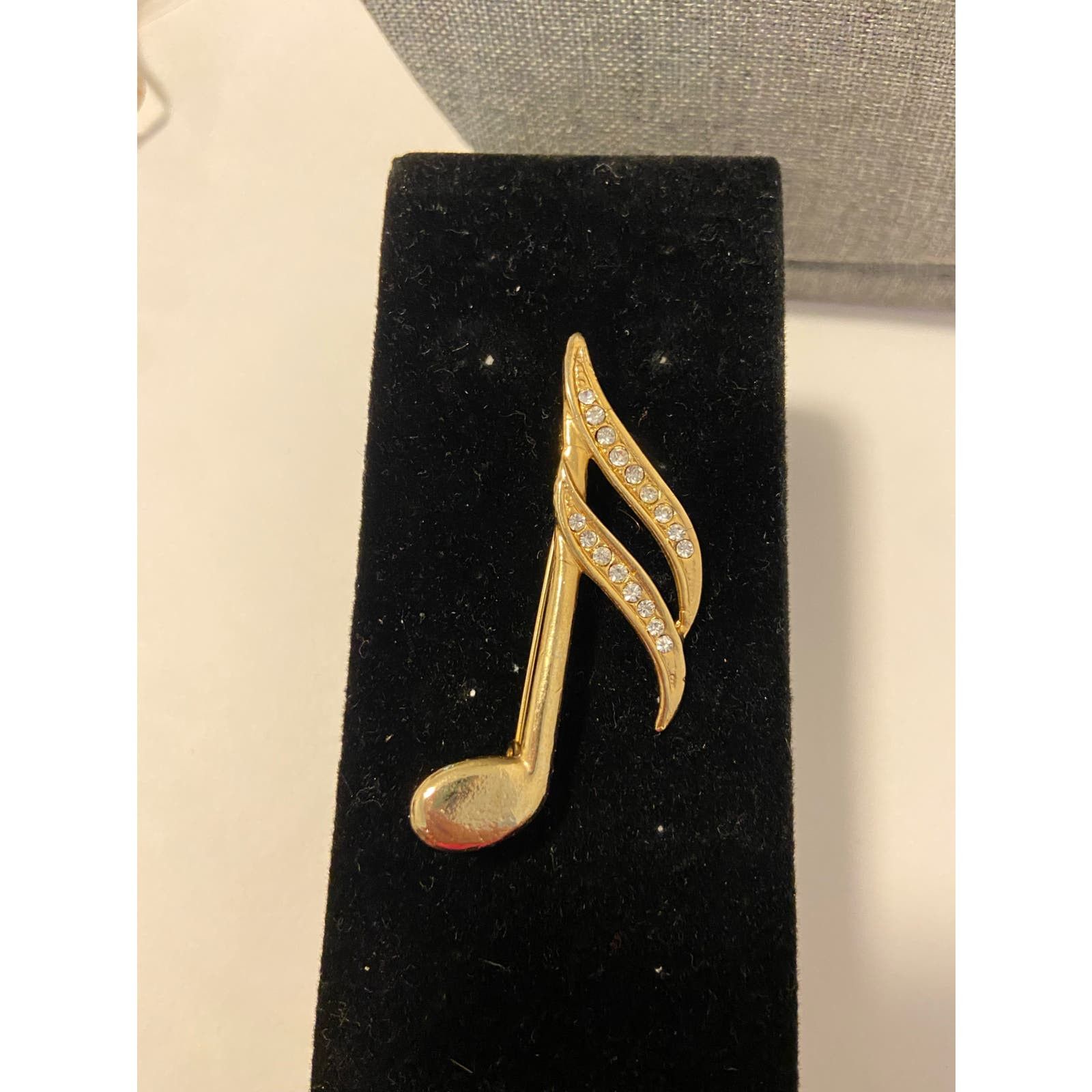 Generic Musical note brooch gold tone rhinestone | Grailed