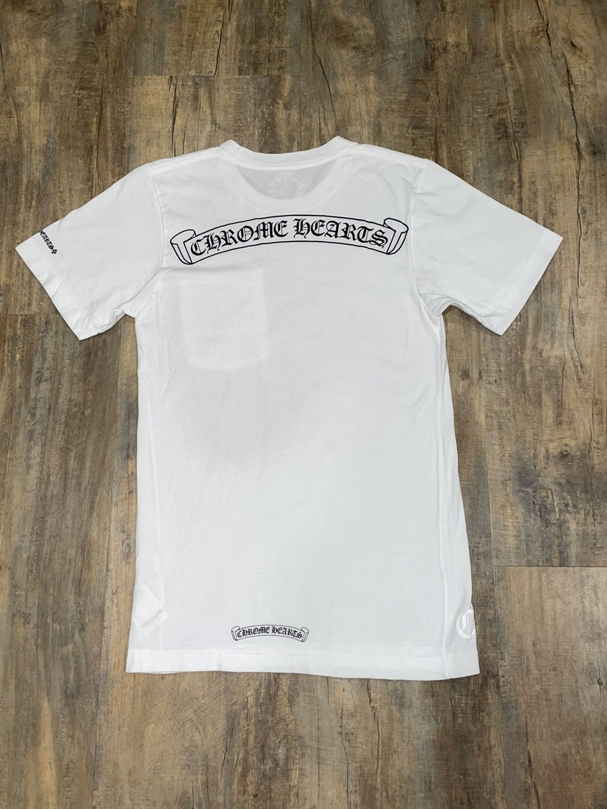 Chrome Hearts RARE Chrome Hearts Scroll Logo White Pocket Tee | Grailed