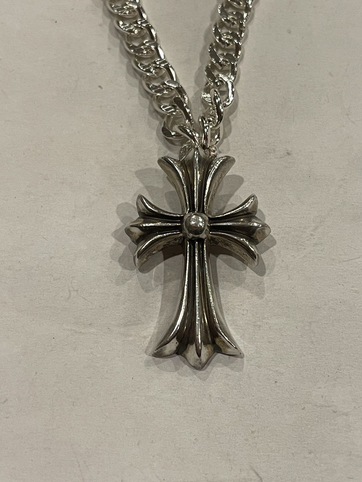 Chrome Hearts Chrome Hearts Large Cross Pendant Cuban Link Chain ...
