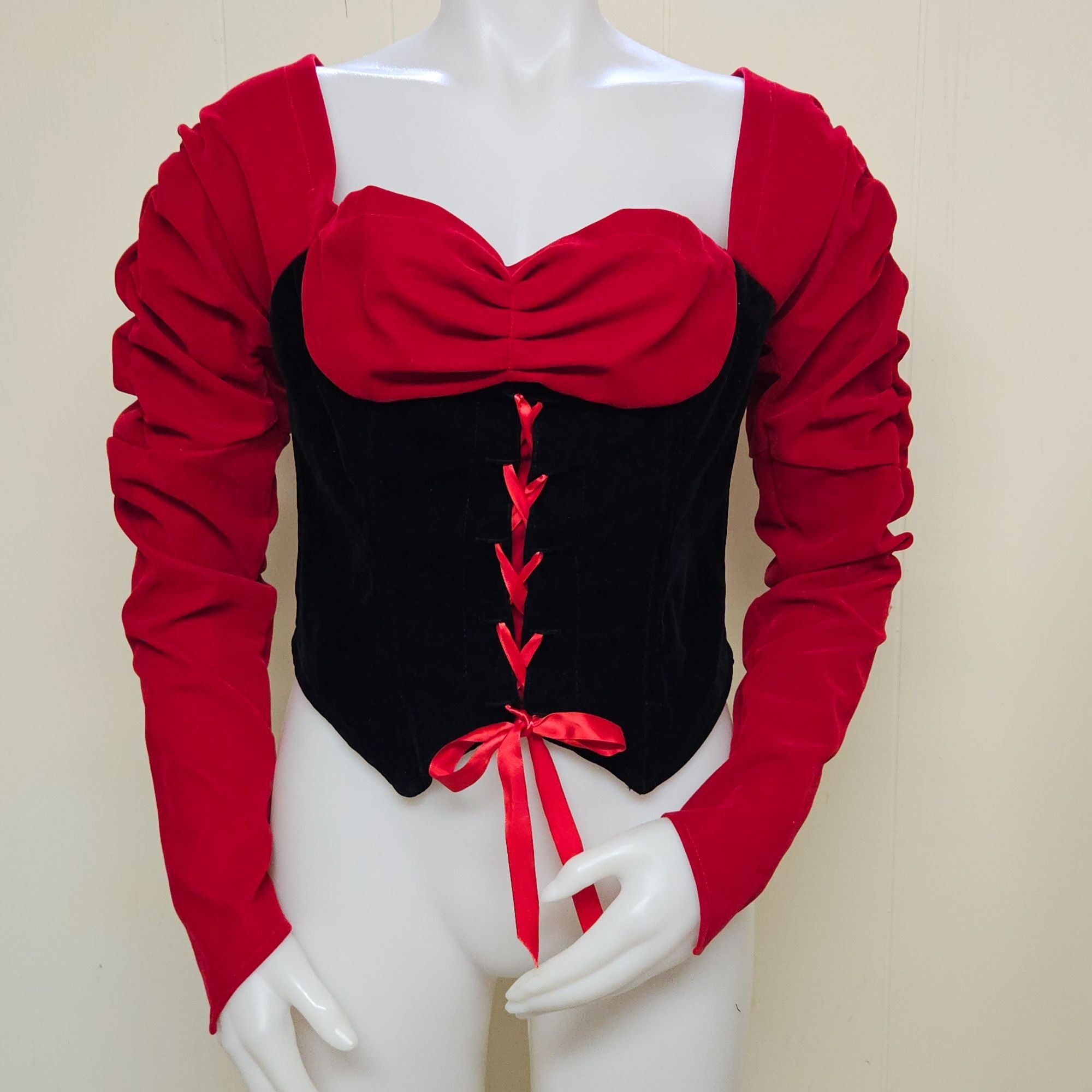 Vintage JaC Costume Velvet Corset Top Little Red Riding Hood Cosplay ...