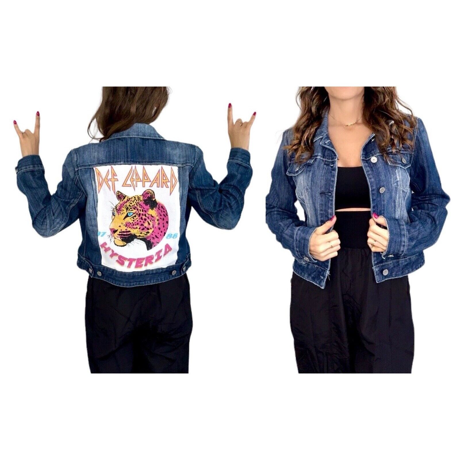 Almost Famous DEF LEOPARD Hysteria 1980s Punk Rock Upcycled Jean Jacket ...