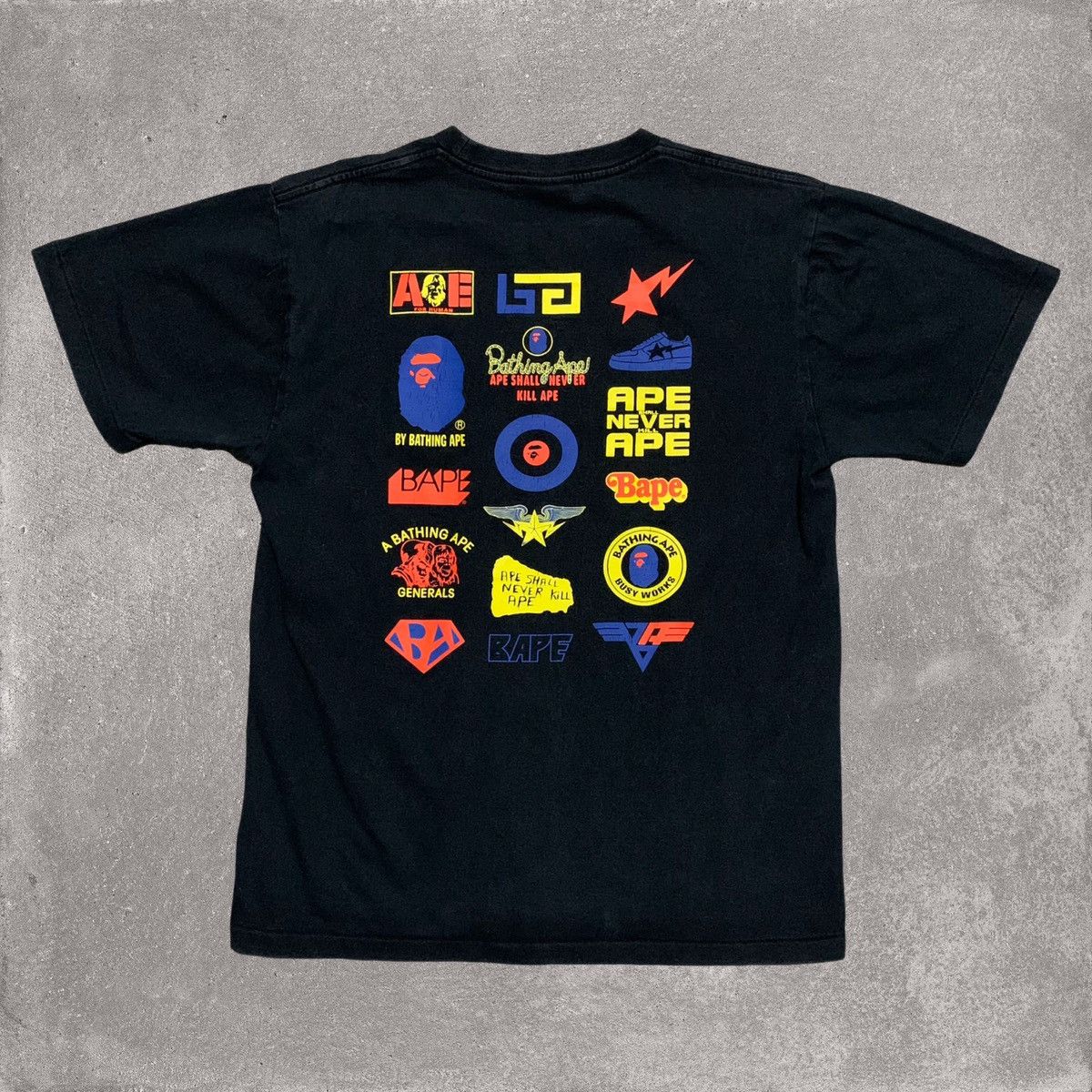 Bape Bape Medium Back Logo Graphic Black Tee | Grailed