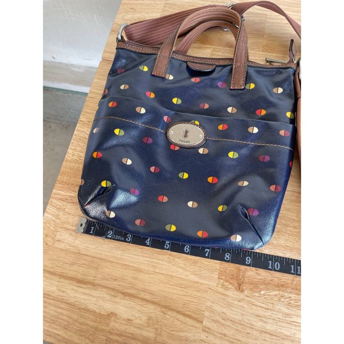 Fossil Fossil Key Per Blue Dot Crossbody Bag Coated Canvas Purse | Grailed