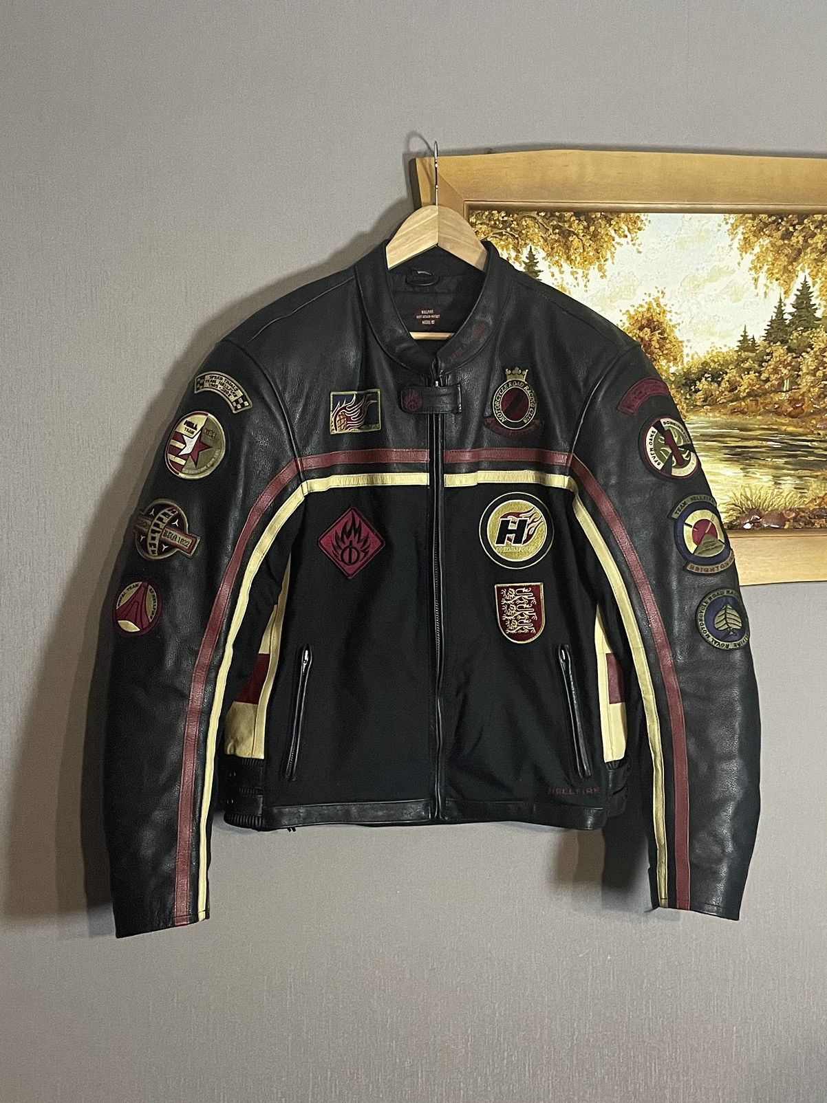Leather Jacket × MOTO × Racing Rare 🔥 Vintage Hellfire Leather Moto ...