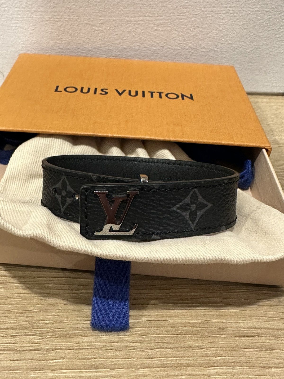 Louis Vuitton Louis Vuitton Slim Bracelet - Black Monogram - Mens | Grailed