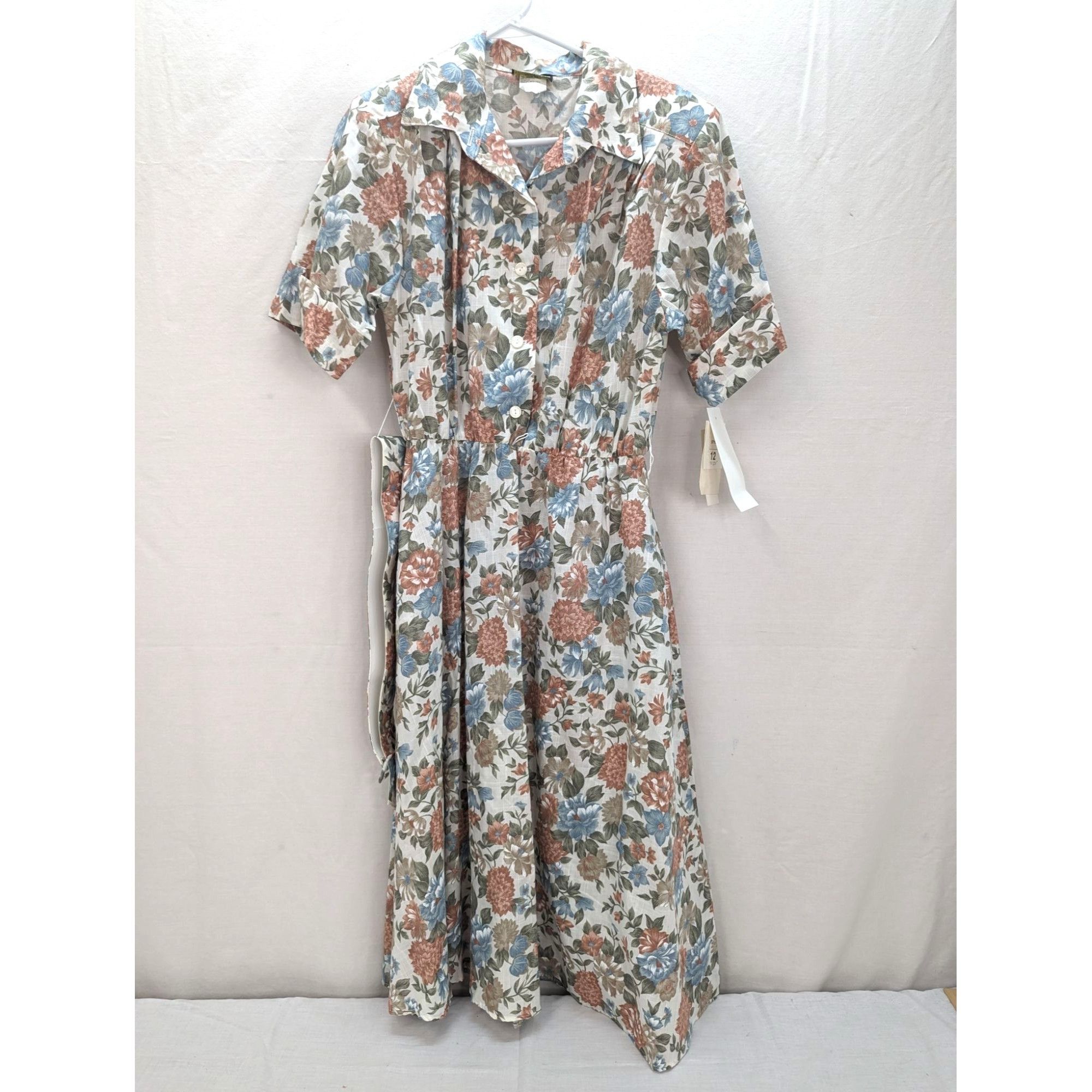 Other Vintage Stuart Alan Women Floral Print 667 Peach Collared Be ...