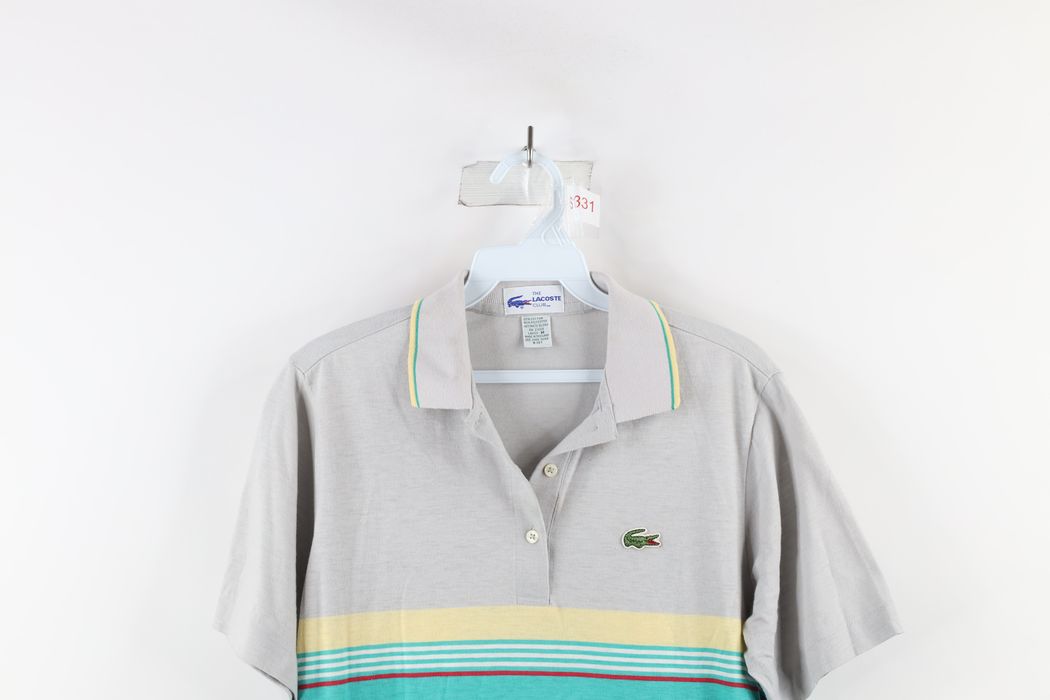 Vintage Vintage 80s Izod Lacoste Logo Rainbow Striped Polo Shirt | Grailed