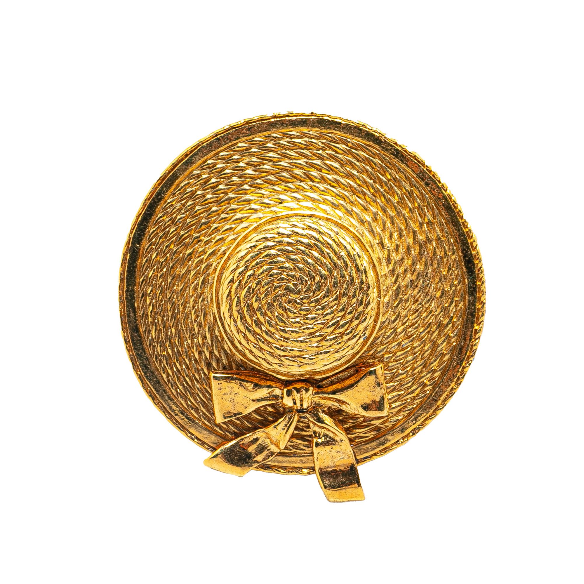 Chanel Chanel Gold Plated Straw Hat Brooch | Grailed