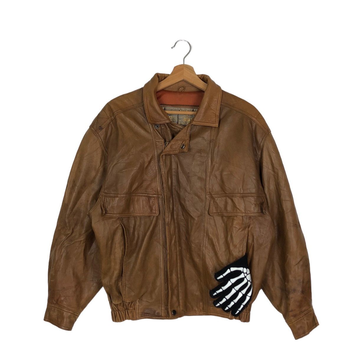 Japanese Brand × Leather Jacket VINTAGE PARACHUTE LEATHER JACKET ...