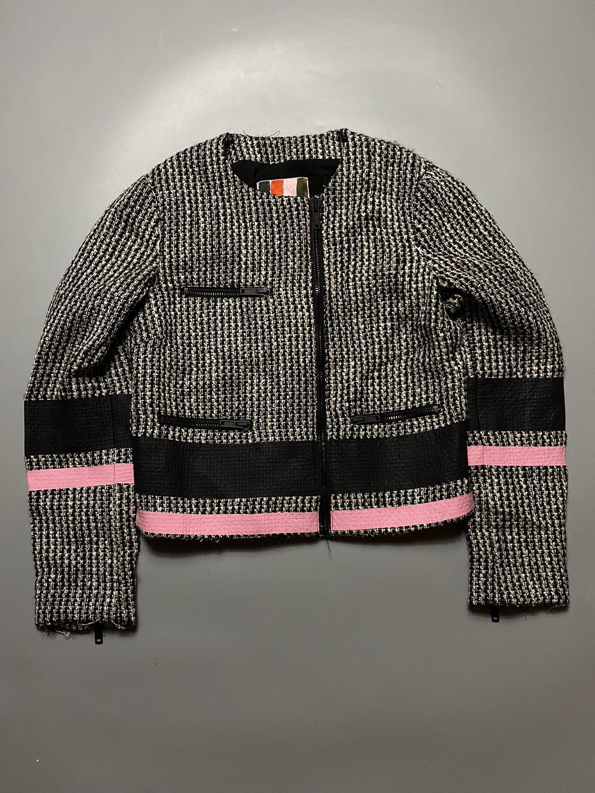 Luxury × MSGM × Streetwear MSGM TWEED ZIP JACKET Y2K | Grailed