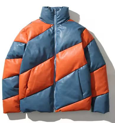 Vintage Traffic Cone Faux Leather Puffer Jacket | Grailed
