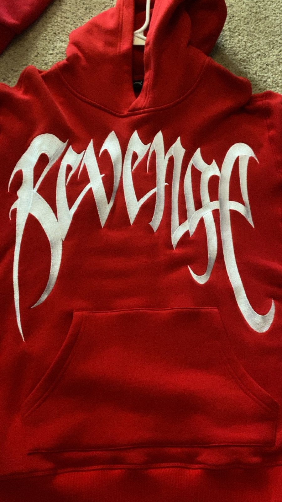 Revenge Revenge Red White Embroidery Hoodie | Grailed