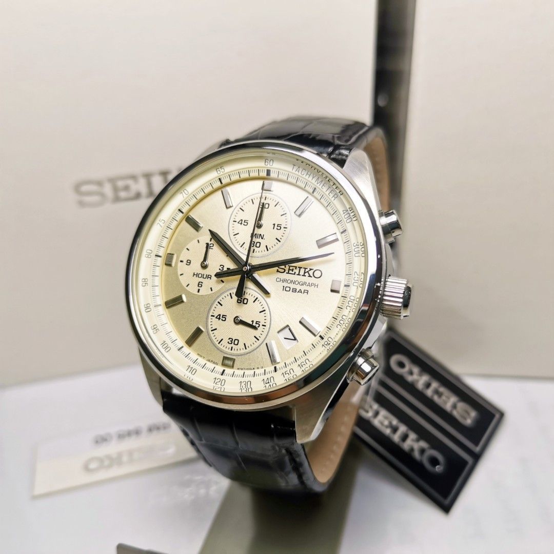 Seiko Authentic Seiko Chronograph Calfskin Leather SSB383 | Grailed