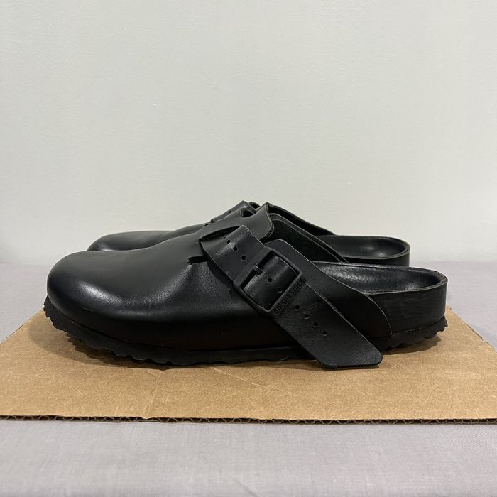 Rick Owens Boston Black Leather Clog Mules | Grailed