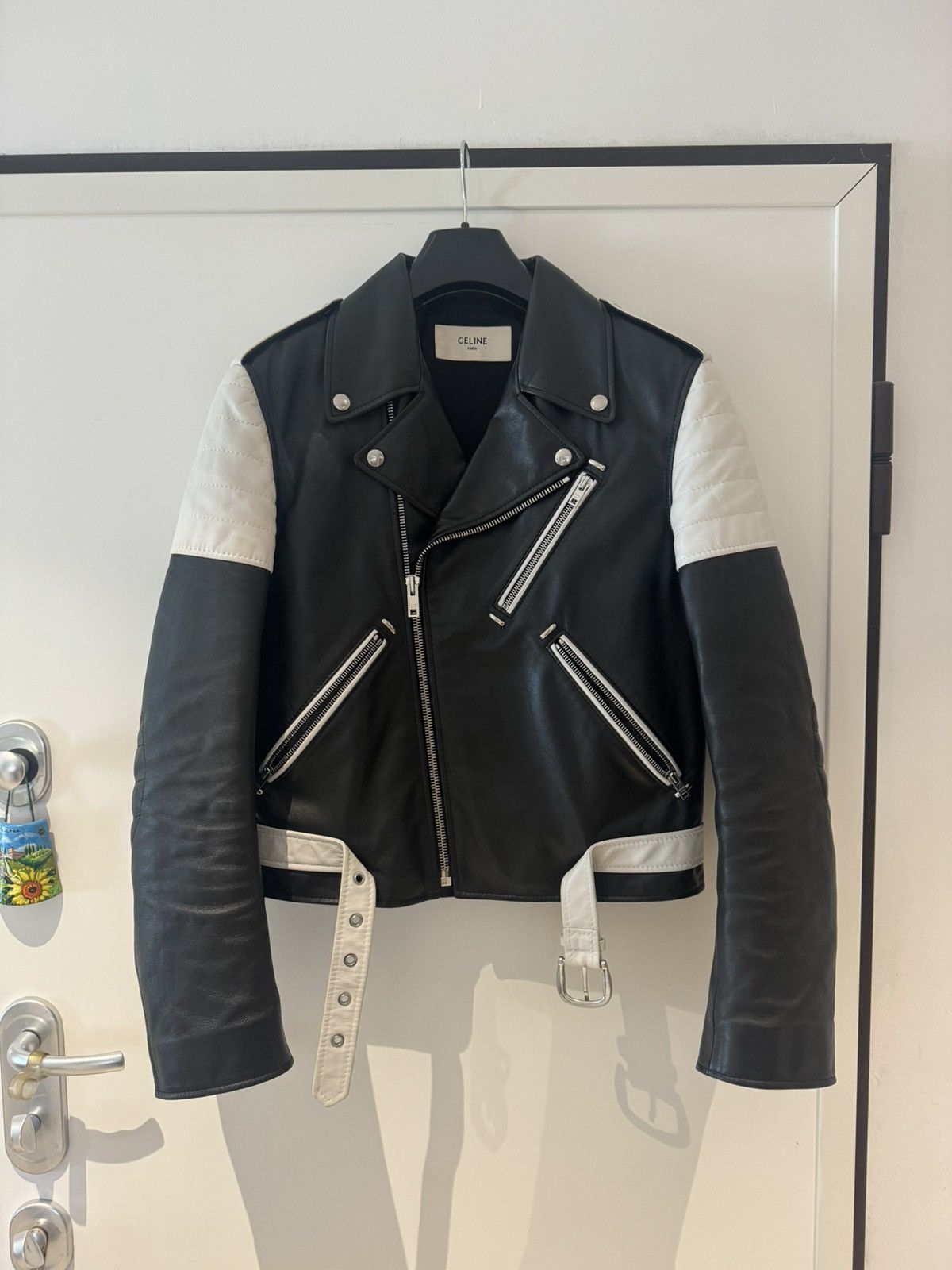 Celine × Hedi Slimane Celine by Hedi Slimane Padded Leather Biker ...