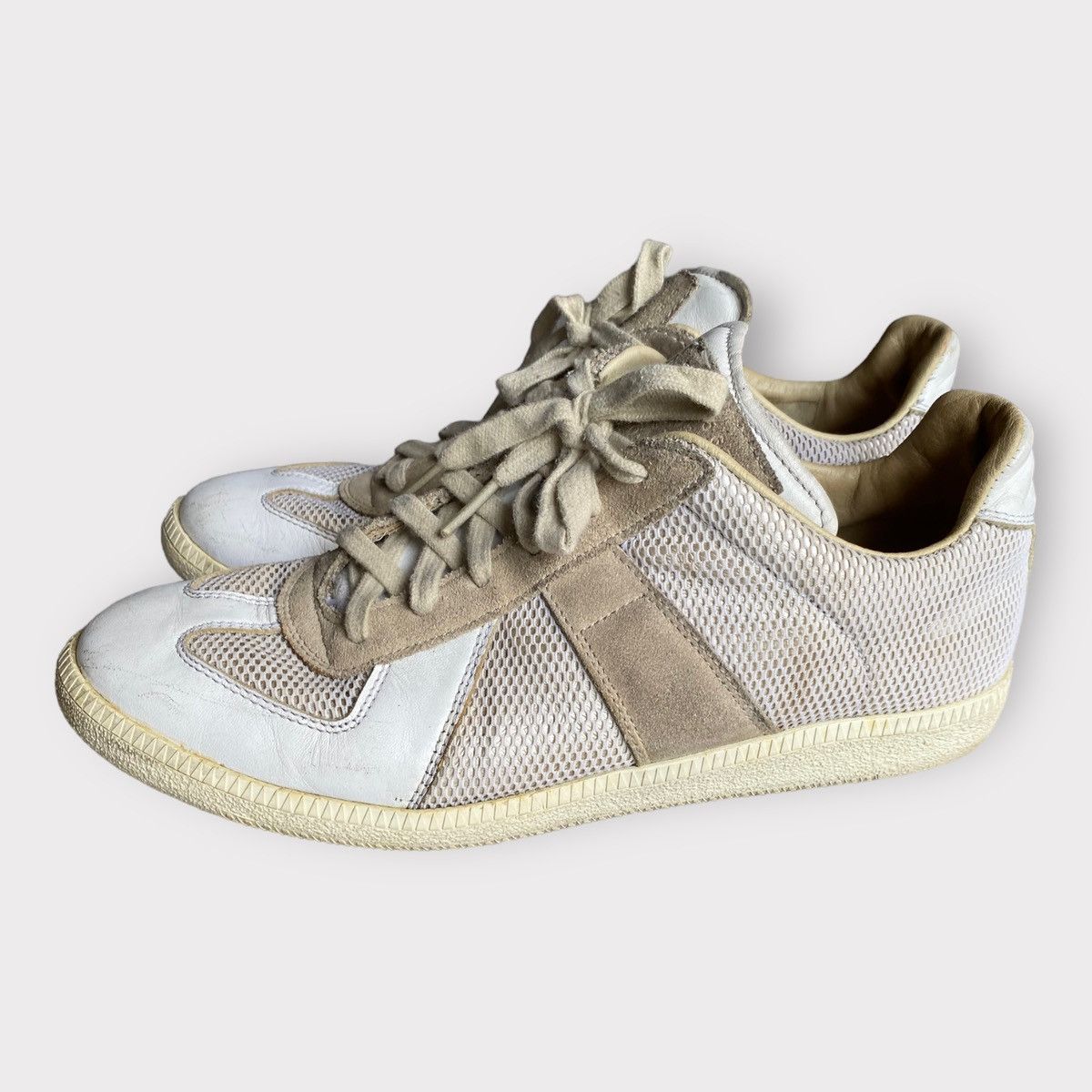 Maison Margiela Margiela Leather And Mesh Replica GAT Sneakers | Grailed