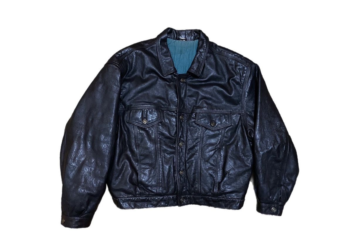 Bomber Jacket × Leather Jacket × Vintage Vintage 80s Oversized ...