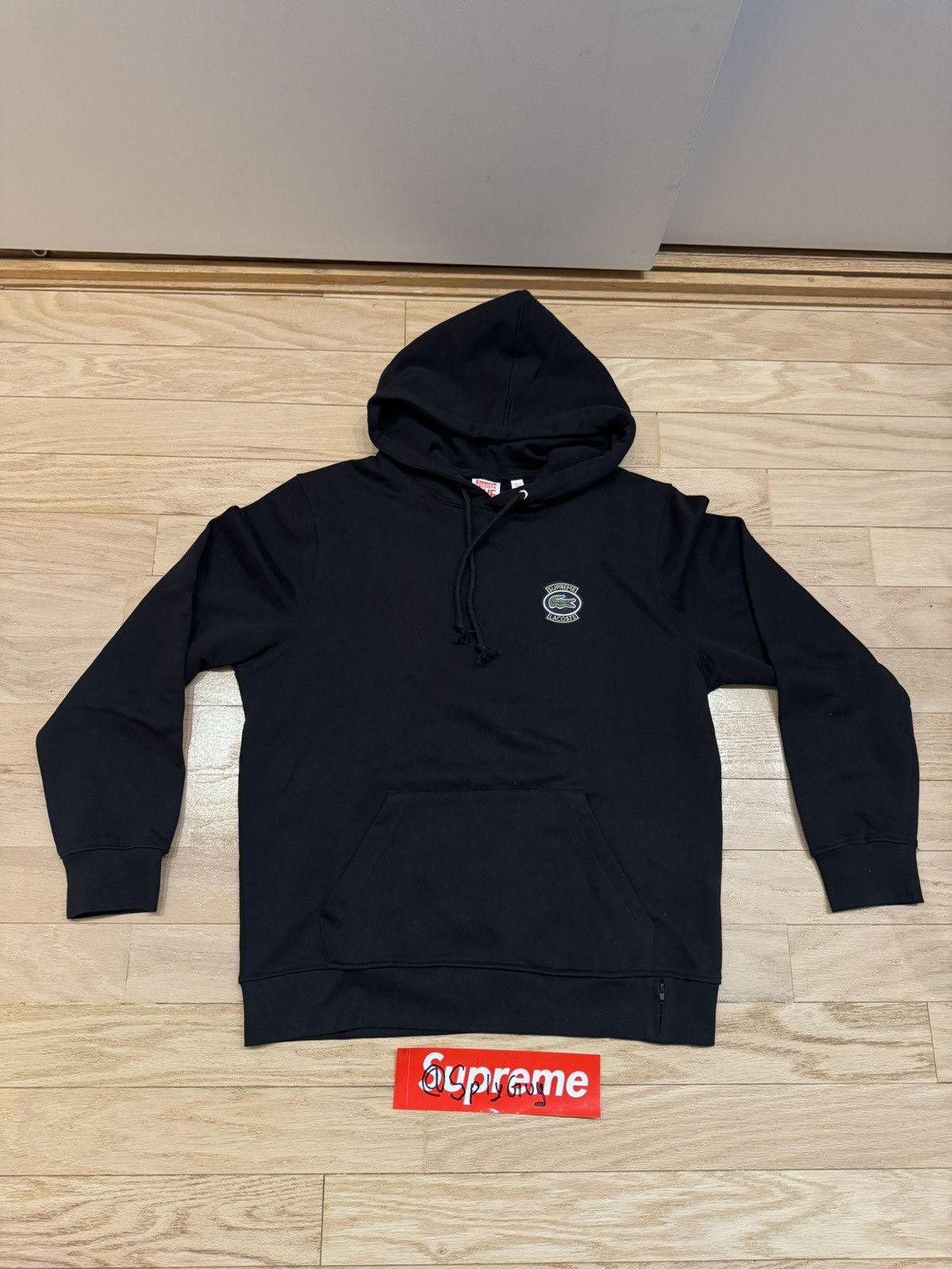 Supreme lacoste hooded sweatshirt black store