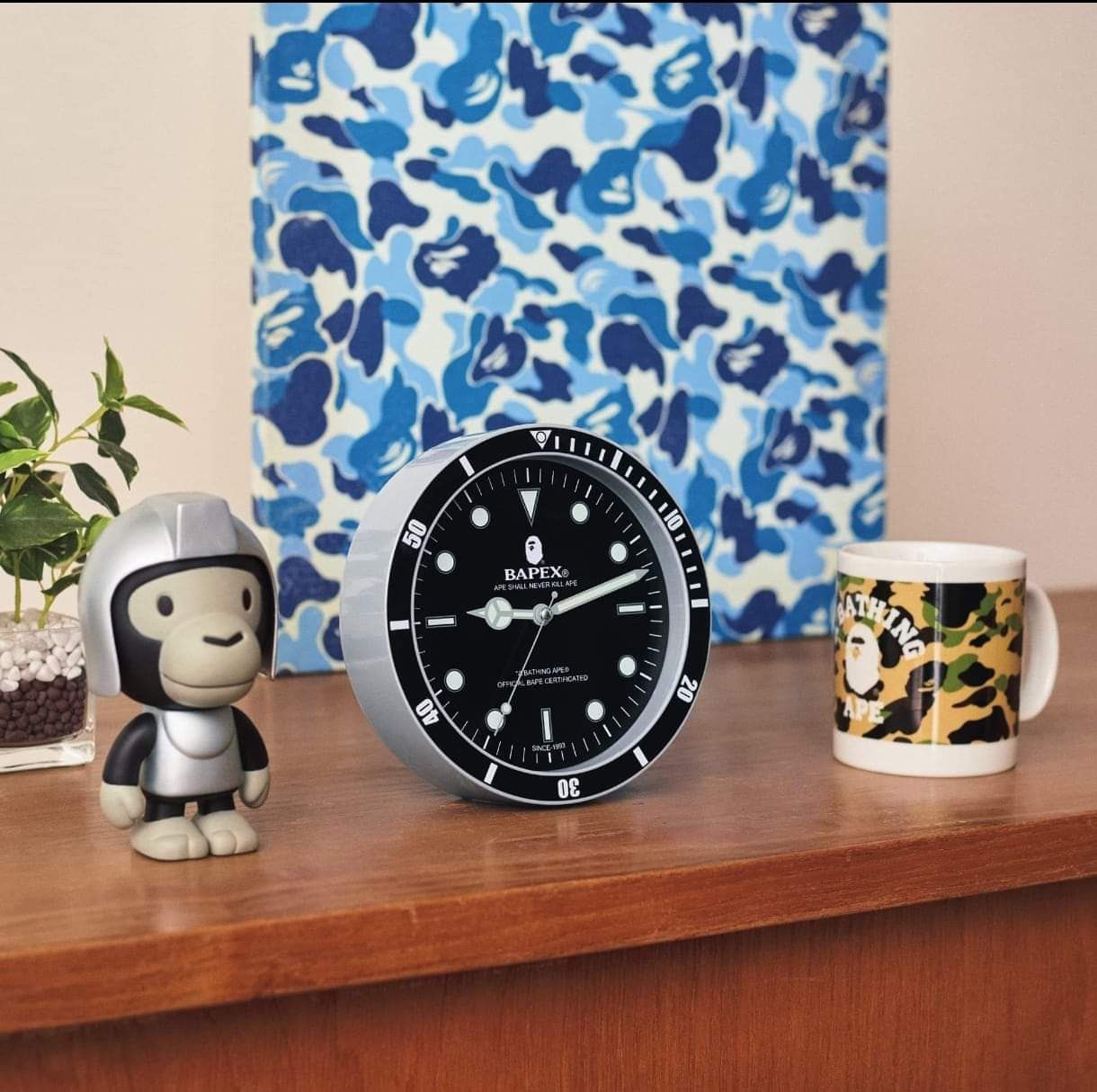 Bape Bape Desk Clock With Alarm Glow In The Dark Bapex Grailed