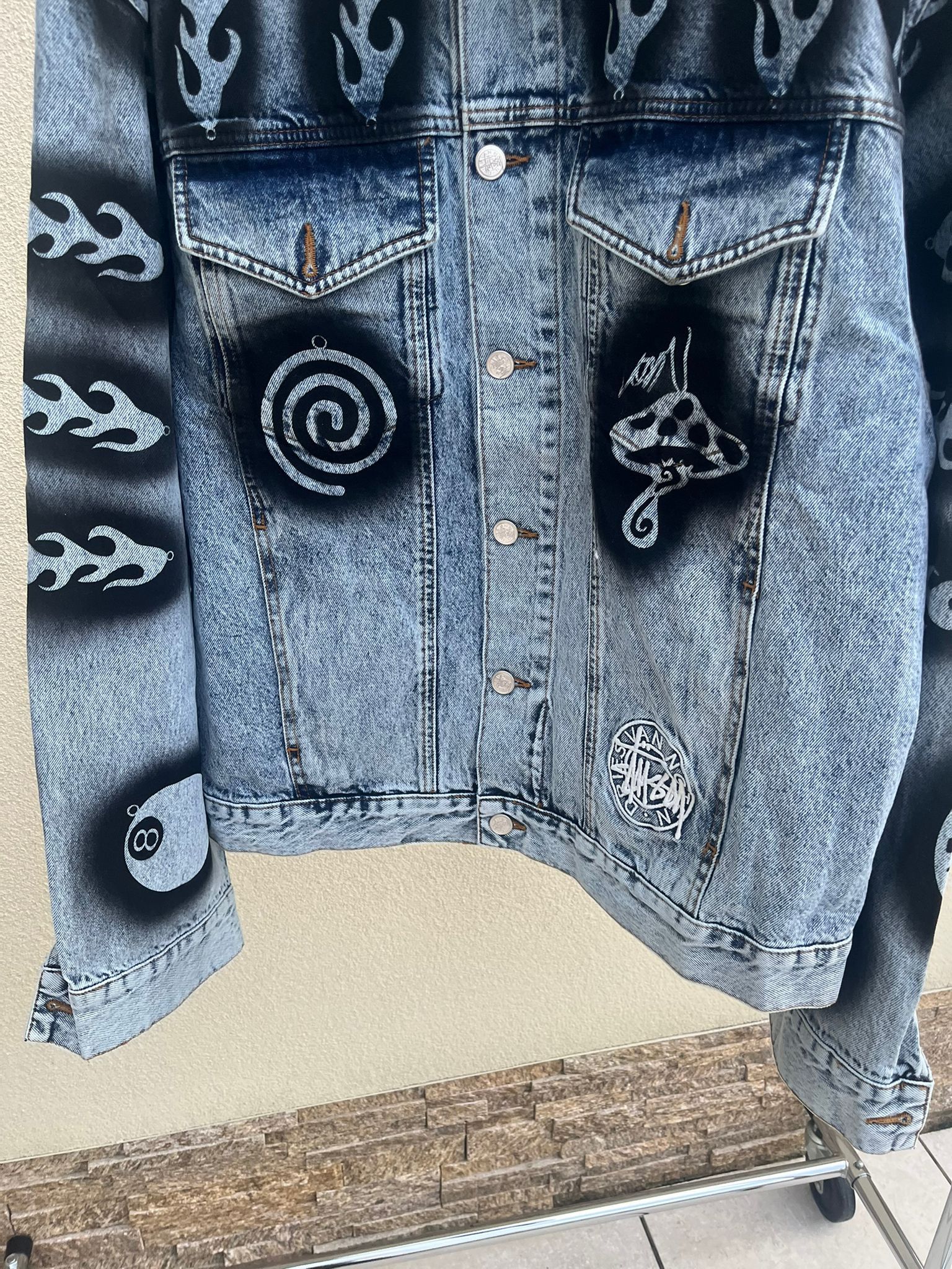 Dries Van Noten × Stussy Stencil Denim Jacket in Light Blue | Grailed