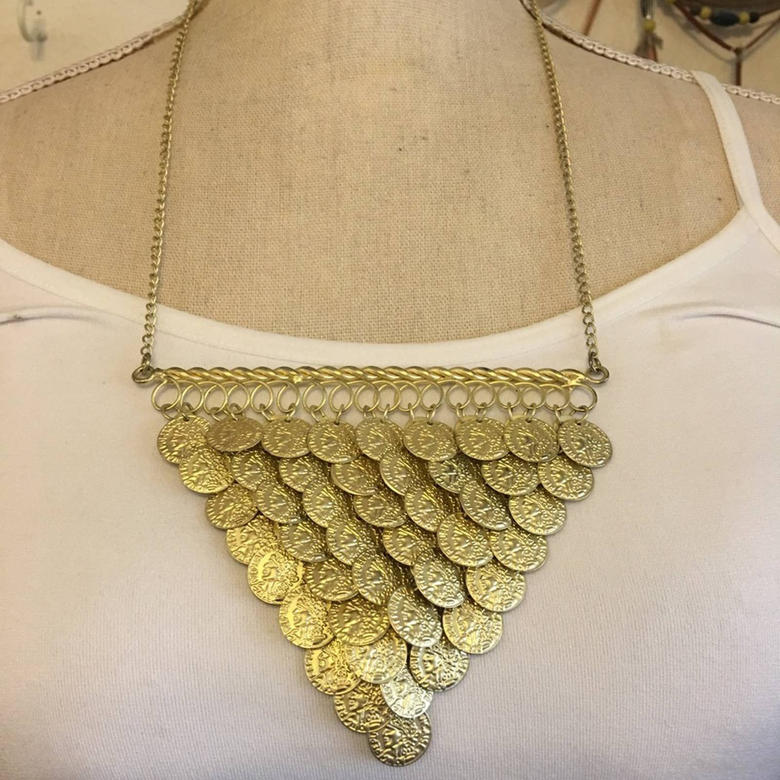 Jewelry Tiered gold tone faux French coin necklace | Grailed