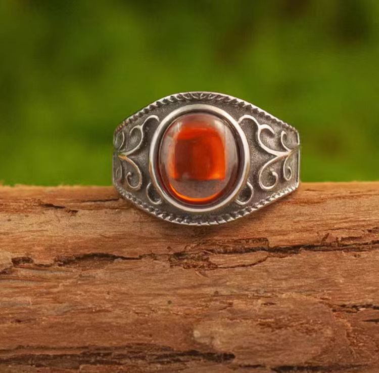 Designer × Vintage Vintage carved redstone ring | Grailed