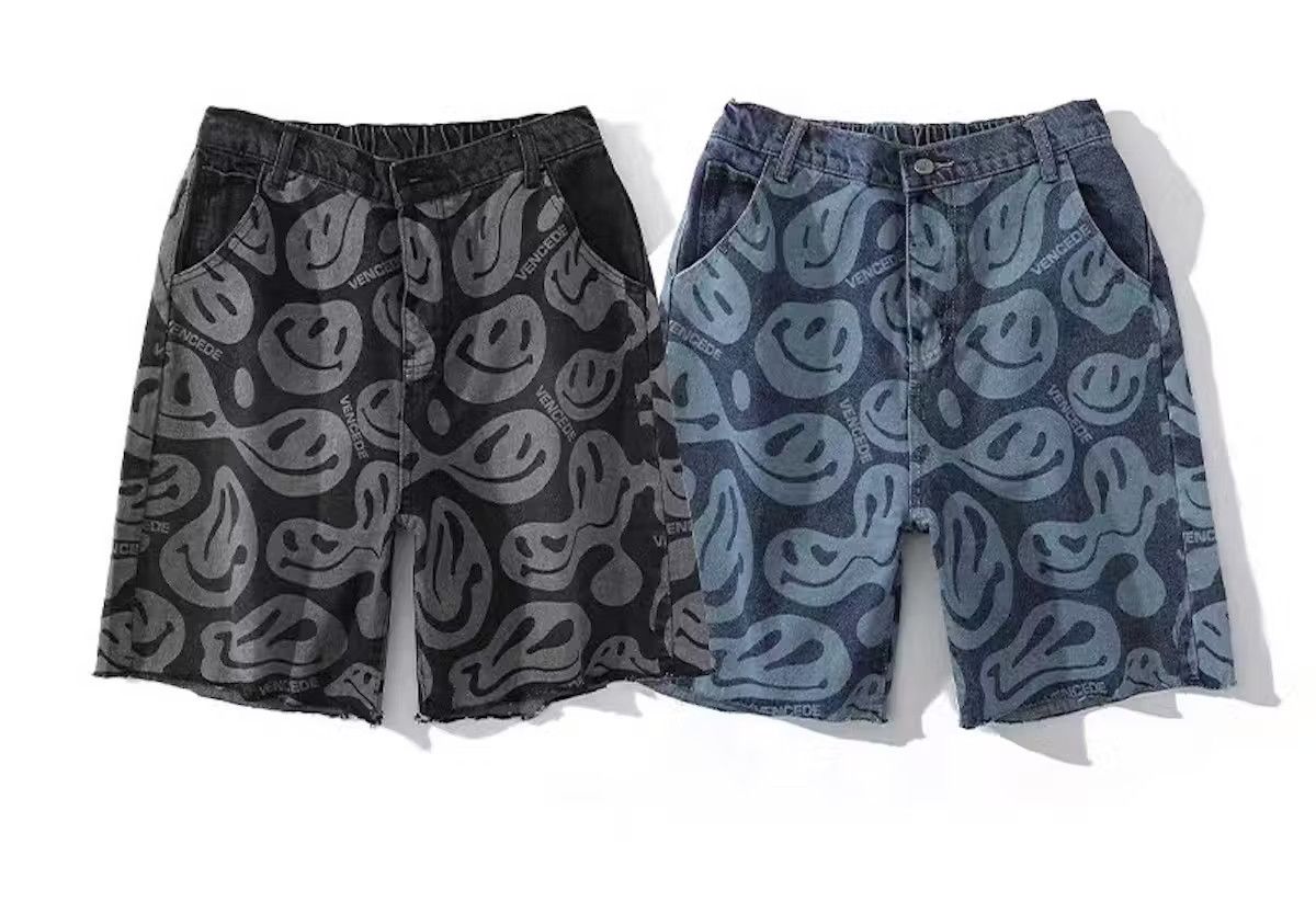 Custom 20SS Indigo Union Japan Blue Smiley Face Shorts | Grailed