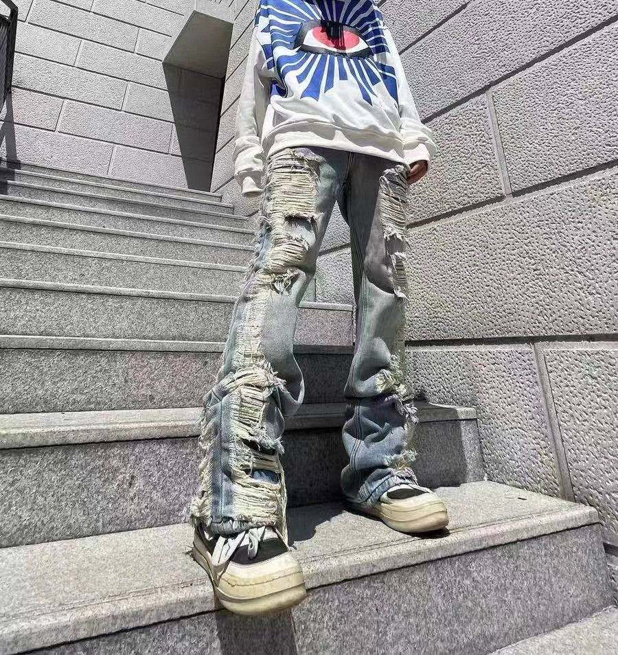 Japanese Brand × Jean × Streetwear High Street Distressed Tassel Washed ...