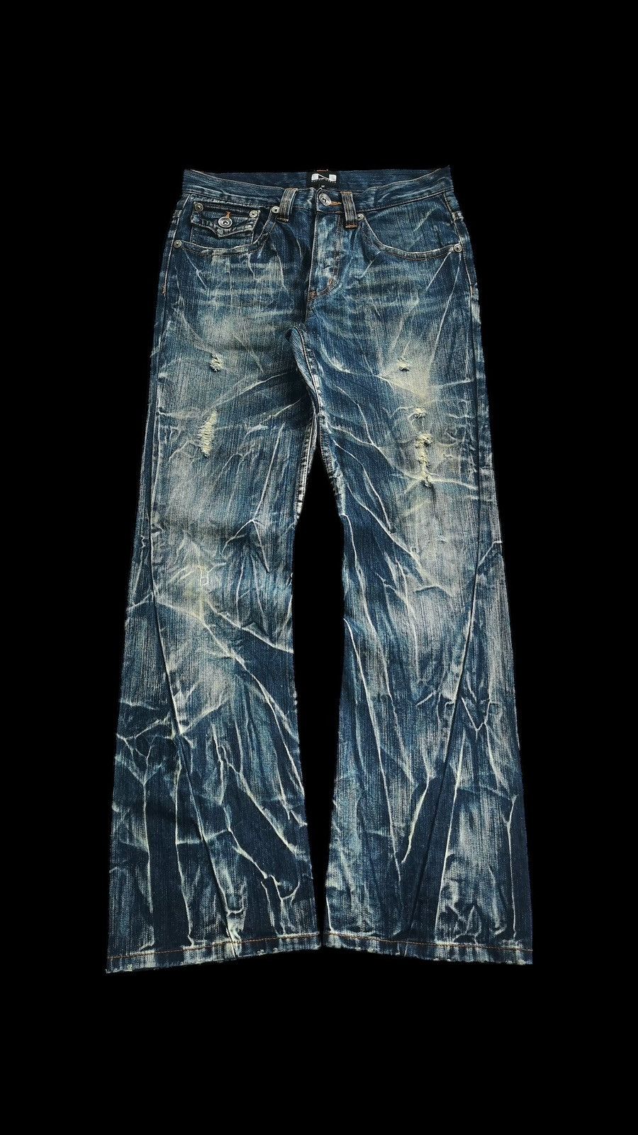 Le Grande Bleu (L.G.B.) Rare Vintage Nylaus Japan Rips Discharge Denim ...