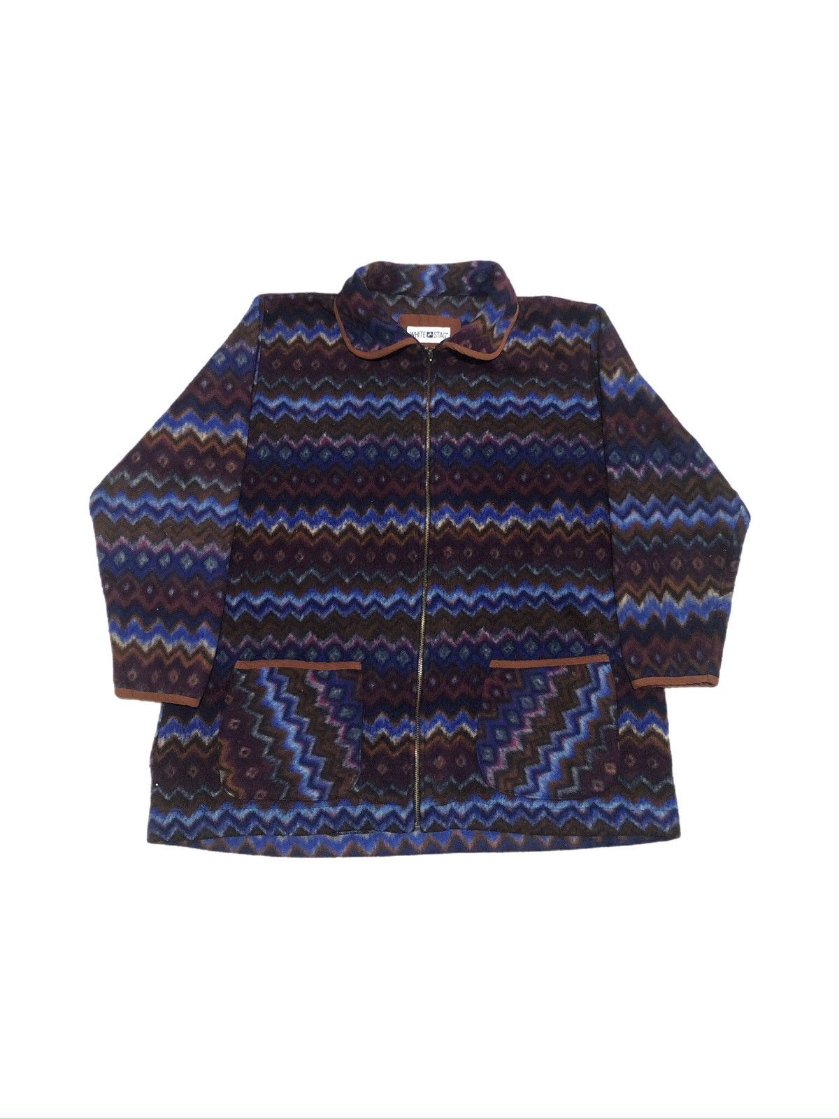 Vintage 90s White Stag Aztec Fleece Pea Coat | Grailed