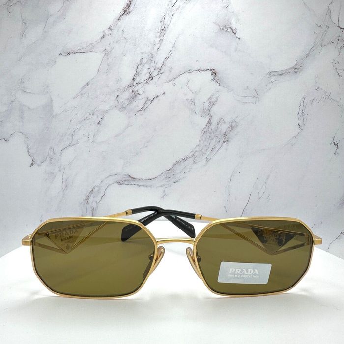 Prada Prada Sunglasses Matte Gold Metal Square Black Triangle | Grailed