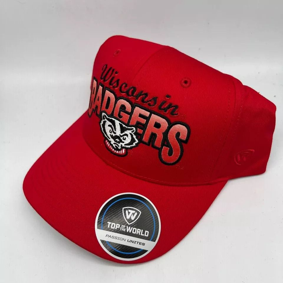 Top Of The World Wisconsin Badgers NCAA Hat Snapback Cap Red New Men ...