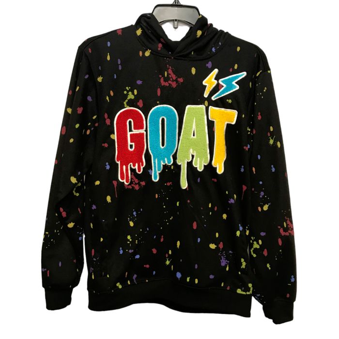 Rebel Rebel Minds XL GOAT Spatter Black Hoodie Greatest o All Time ...