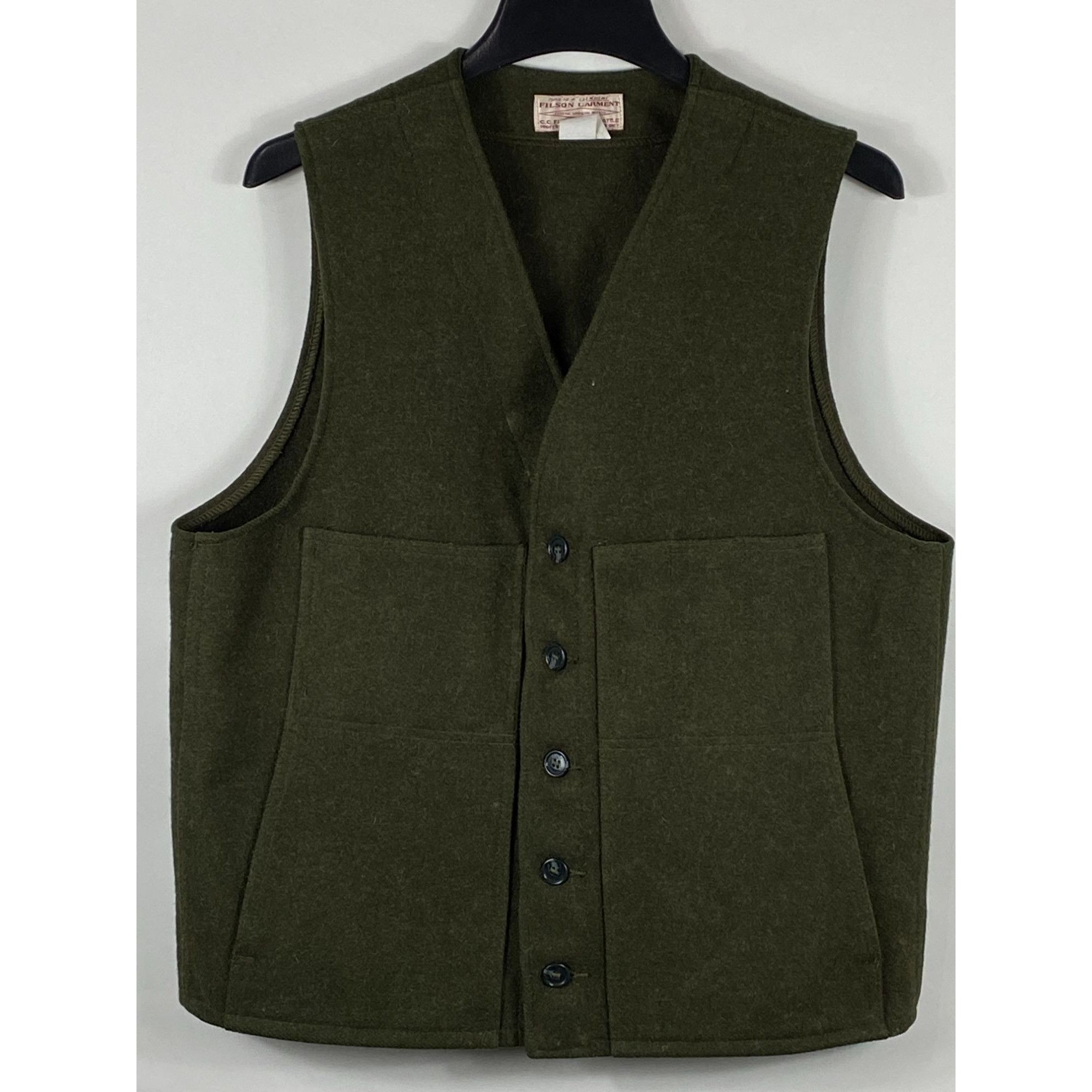 Other VNTG Filson Garment Virgin Wool Button Front Vest Green 44 M ...