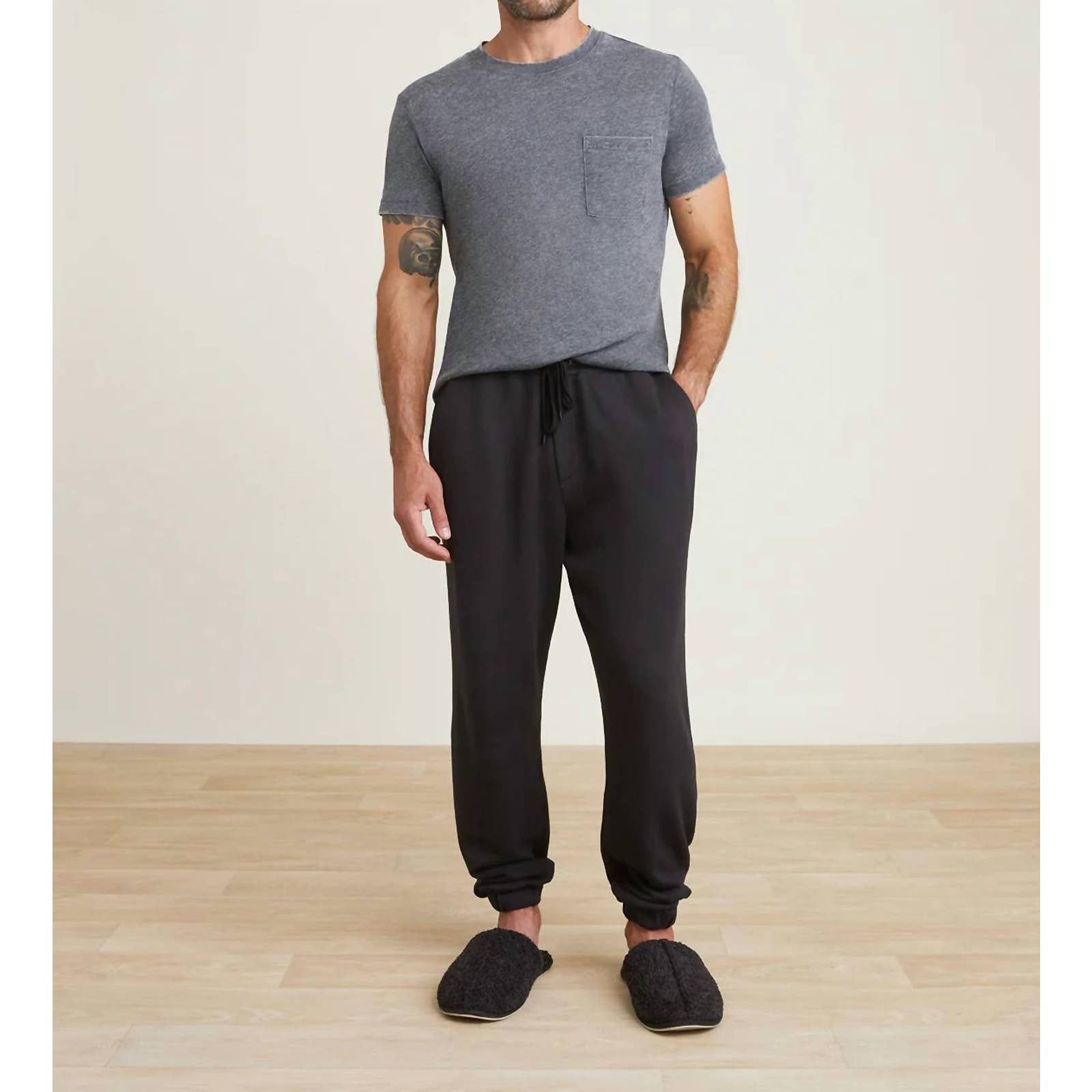 Designer BAREFOOT DREAMS Mens French Terry Sweatpants In Black | Grailed