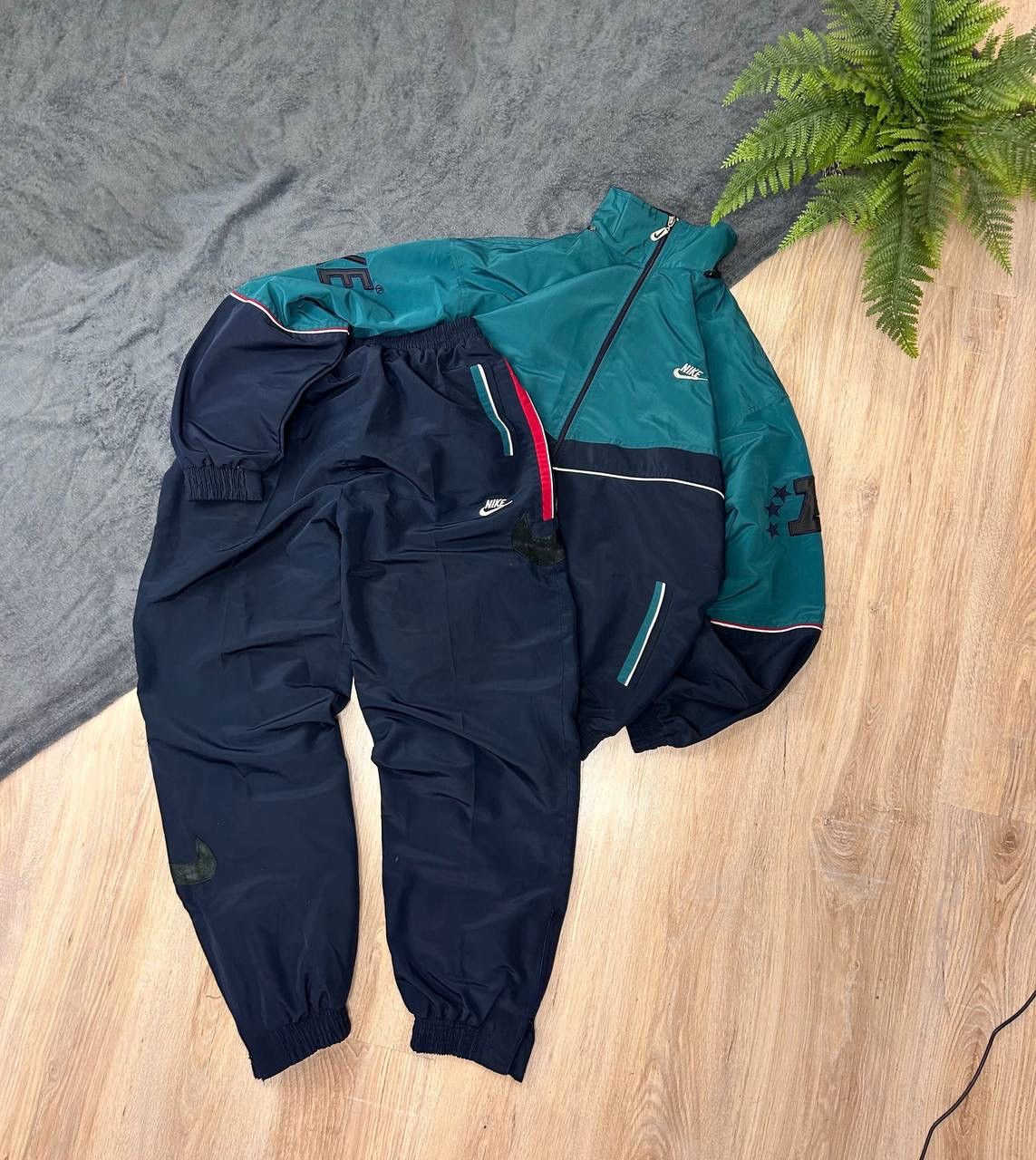 Nike × Streetwear × Vintage 90s Vintage Nike Bootleg Nylon Track Suit ...