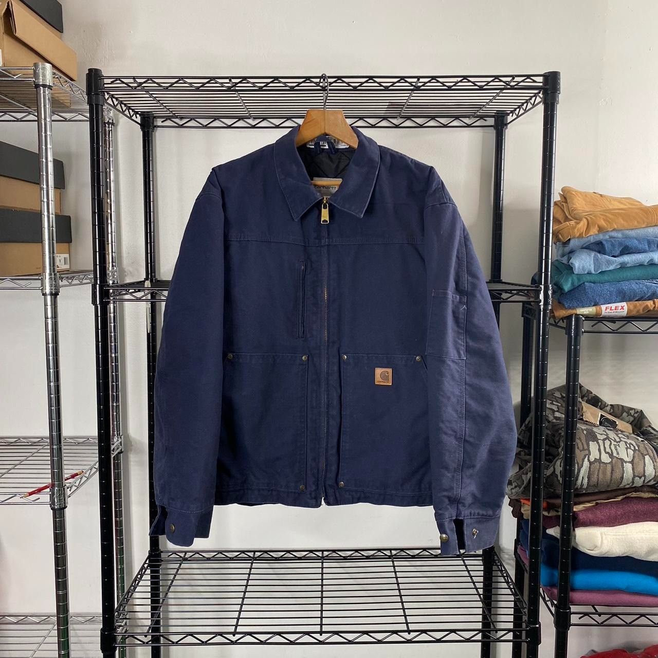 Carhartt Vintage Carhartt Navy blue quilted line work jacket | Grailed