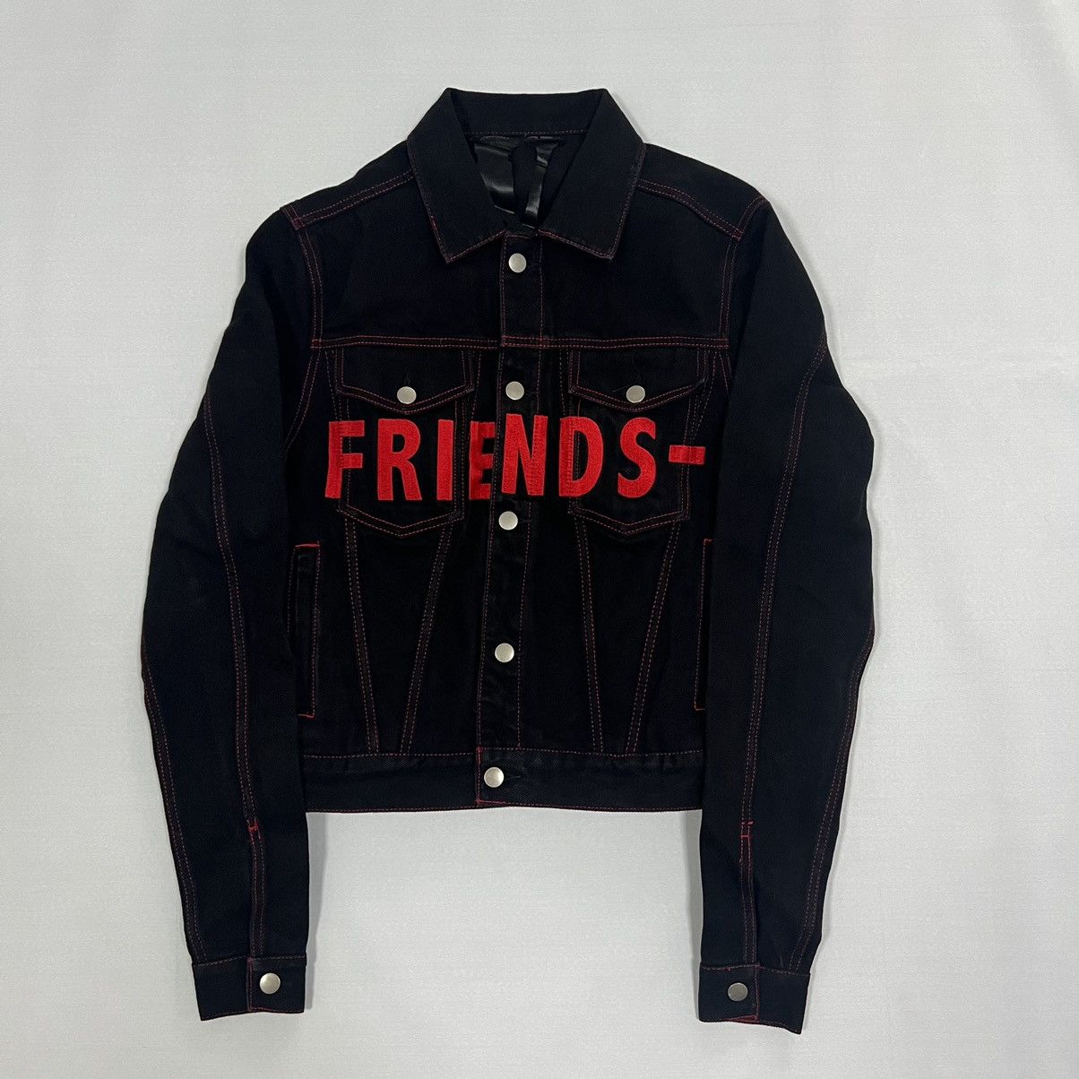 Vlone Vlone Friends Denim Jacket (Red) | Grailed