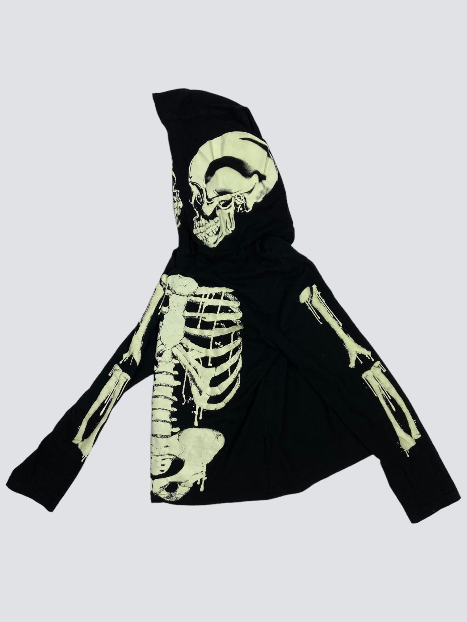 Vintage NEON SKELETON BONES DEATH REAPER Y2K HOODIE - LOT № 1010 | Grailed