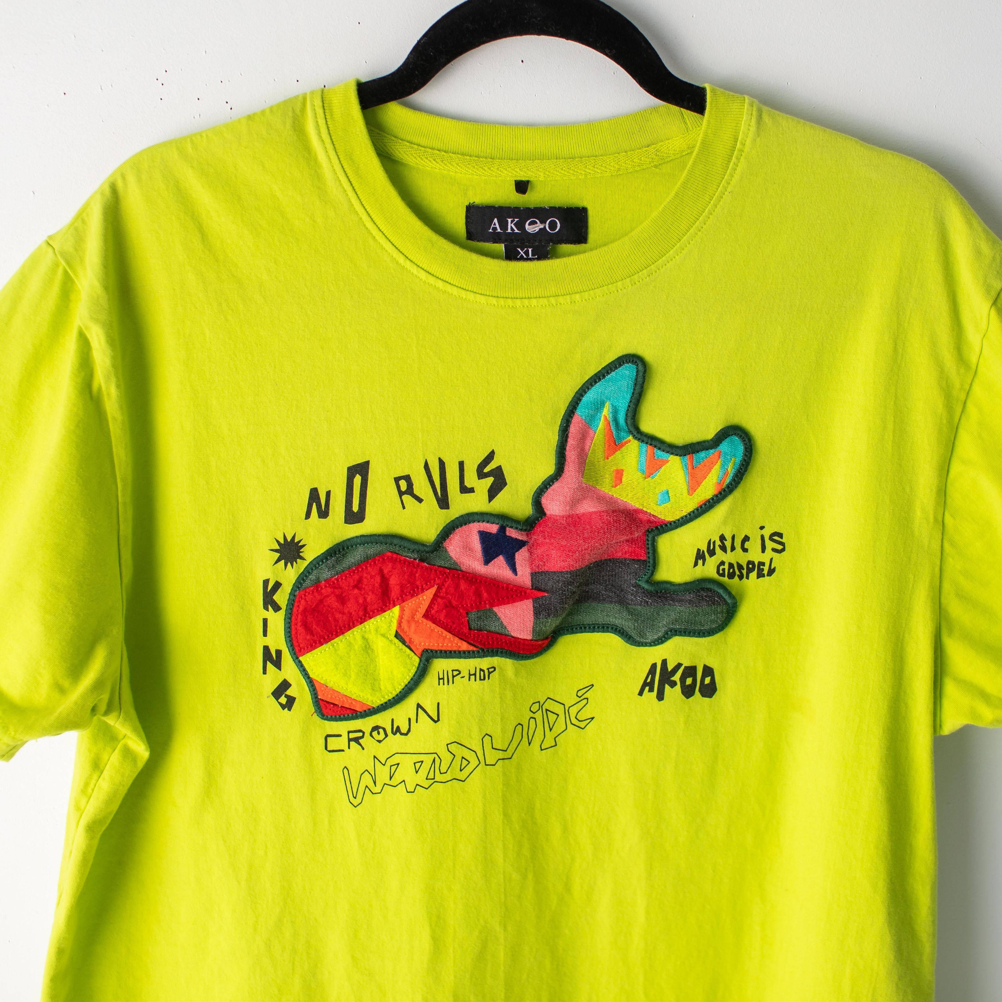 Akoo AKOO Men's Large Embroidered Yellow Short Sleeve T-Shirt | Grailed