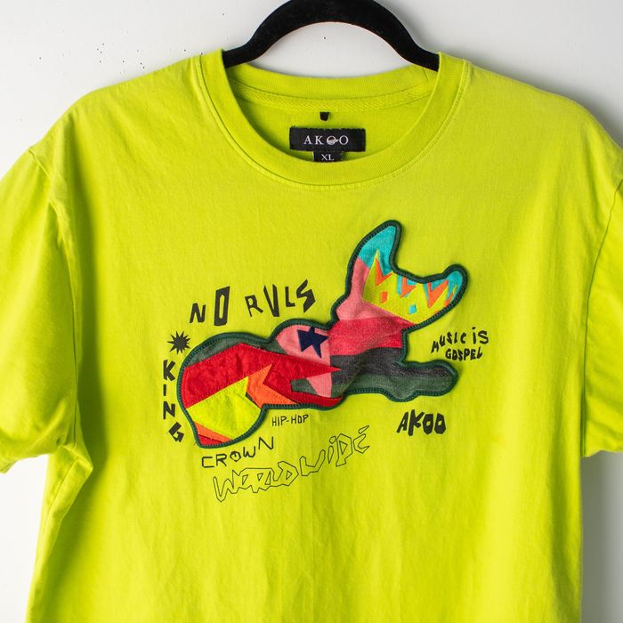 Akoo AKOO Men's Large Embroidered Yellow Short Sleeve T-Shirt | Grailed