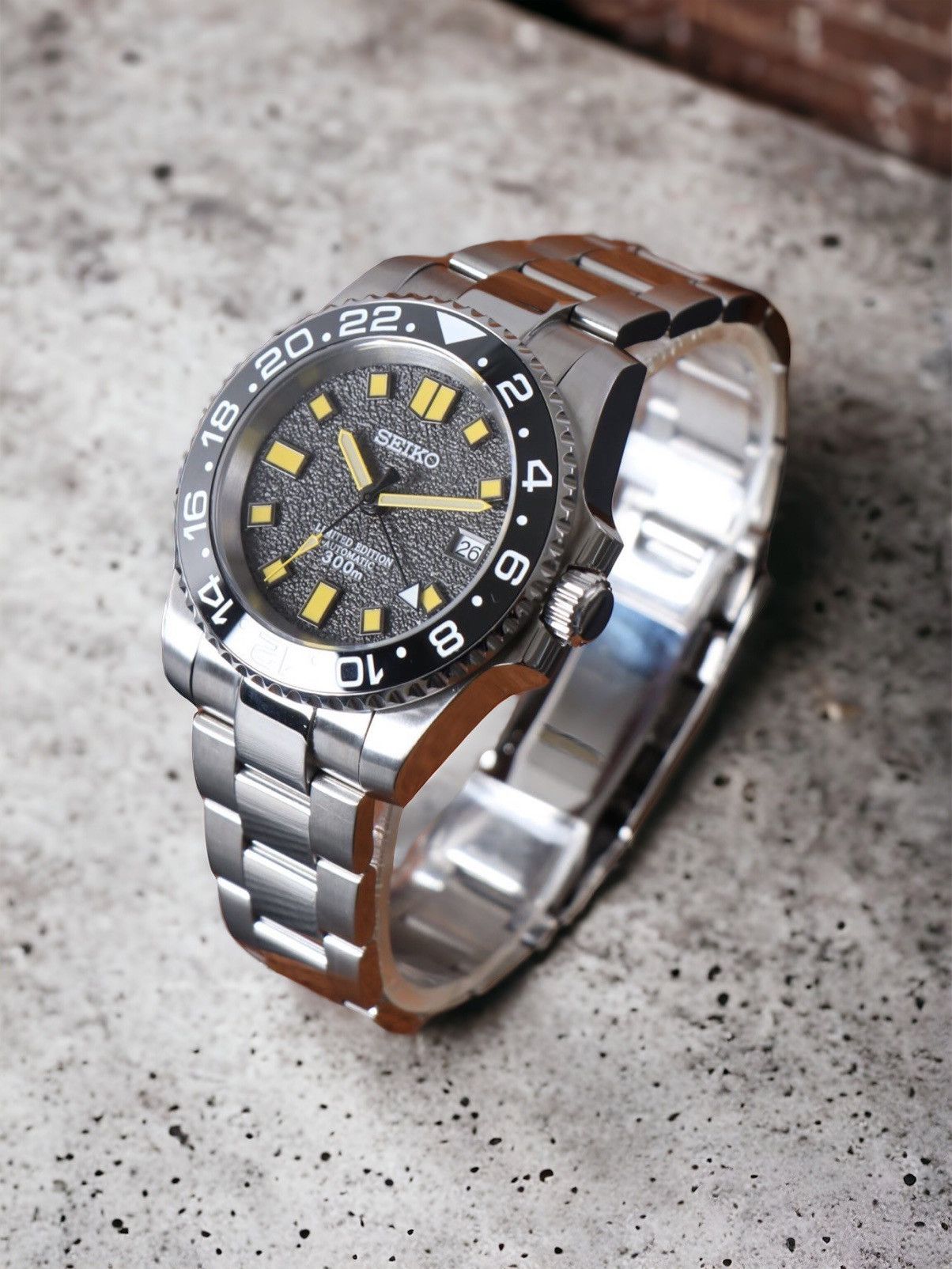 Japanese Brand × Seiko Seiko Mod GMT Master Date Grey Steel 41mm ...