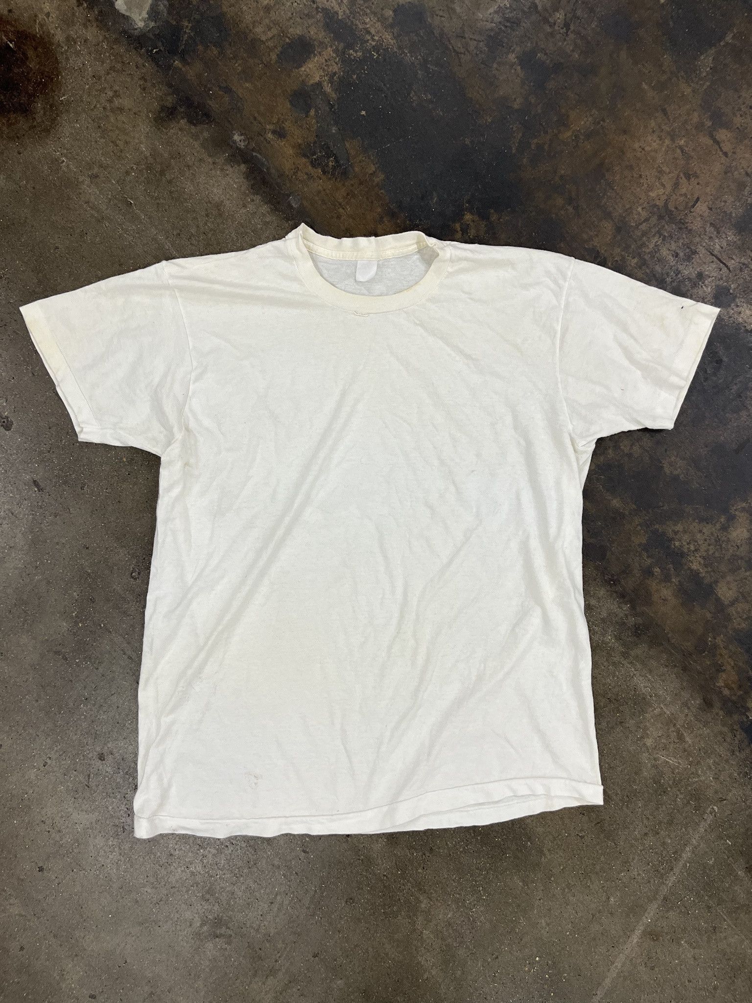 Vintage Vintage 1970's Heavy Washed White Blank Tee | Grailed