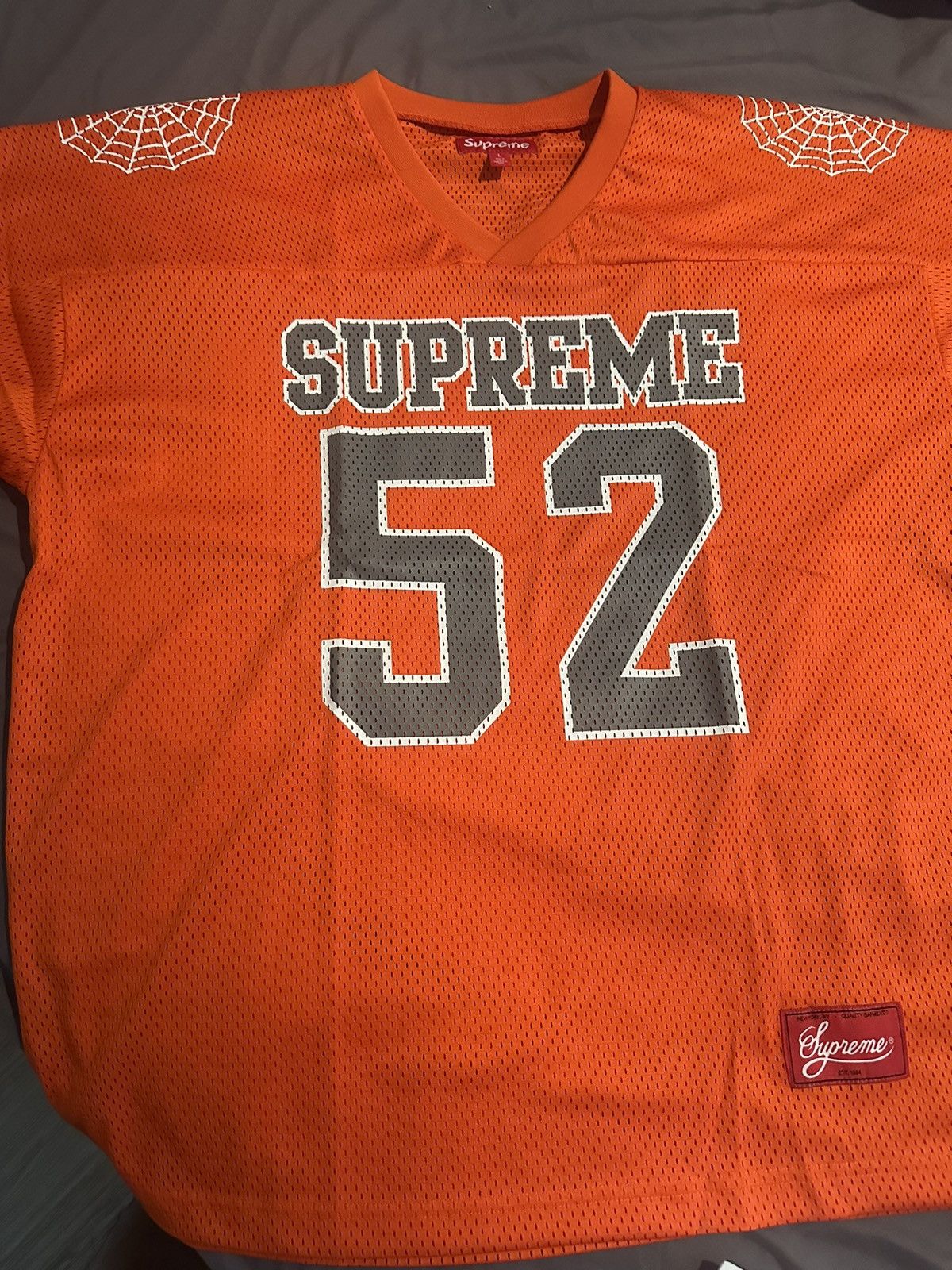 Supreme L size supreme spiderweb football jersey | Grailed