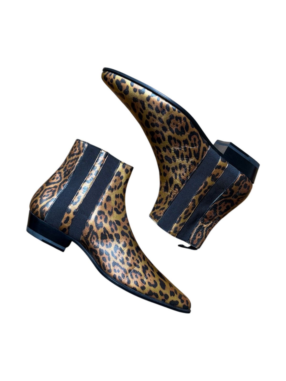 Saint Laurent Paris Runway Leather Cheetah Print Boots x Hedi Slimane ...