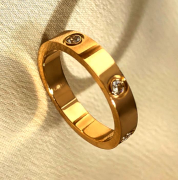 Designer Punk Shine Zircon Gems Stainless Steel Gold Ring Unique | Grailed